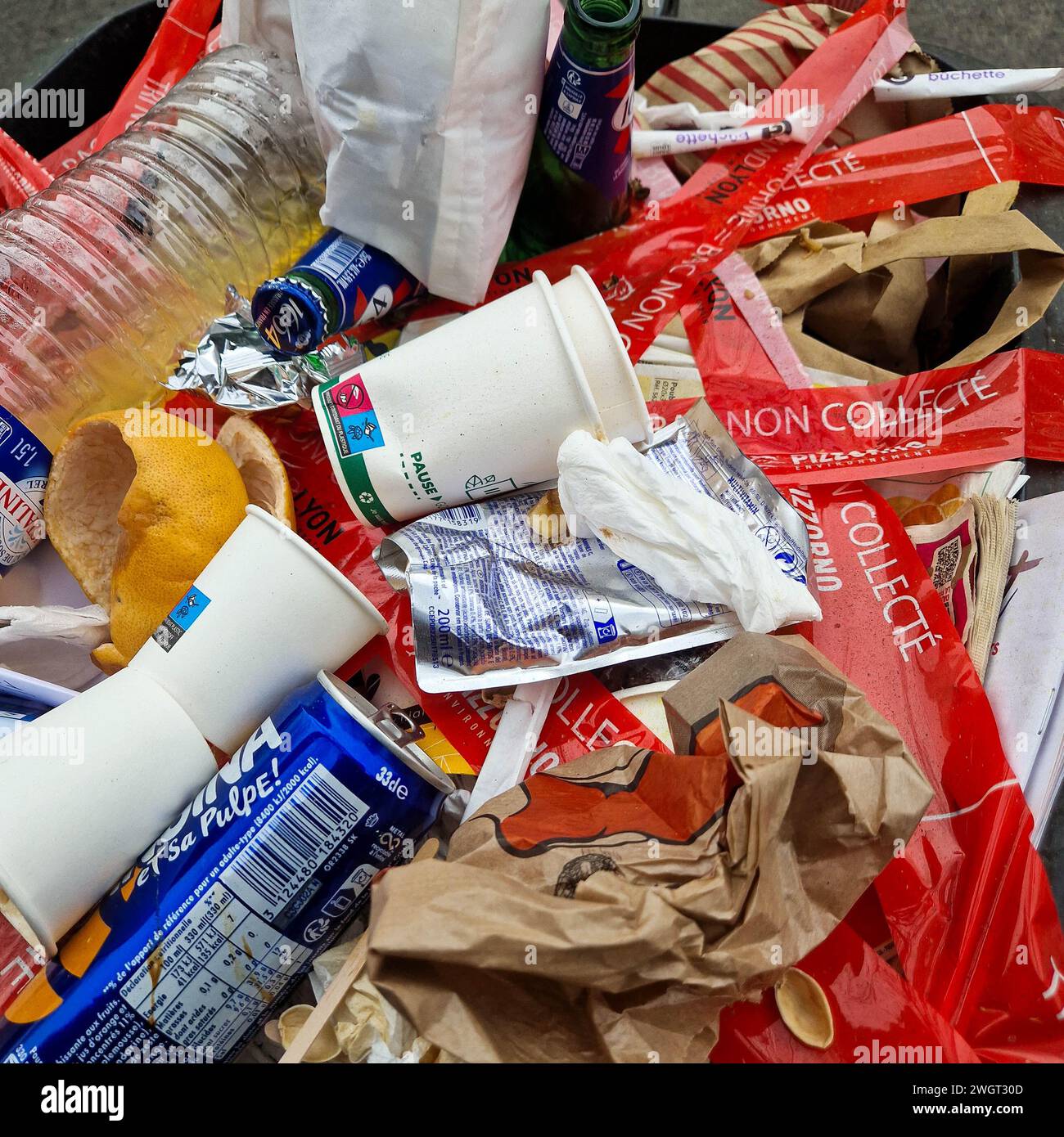 Poor sorting of garbage, top view, Bron, France Stock Photo - Alamy