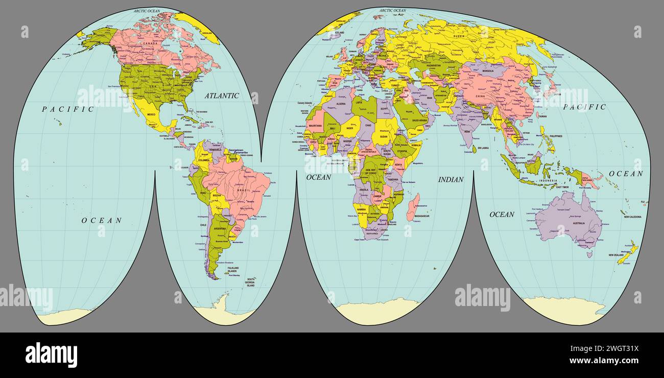 Political simple world map vector Stock Vector Image & Art - Alamy