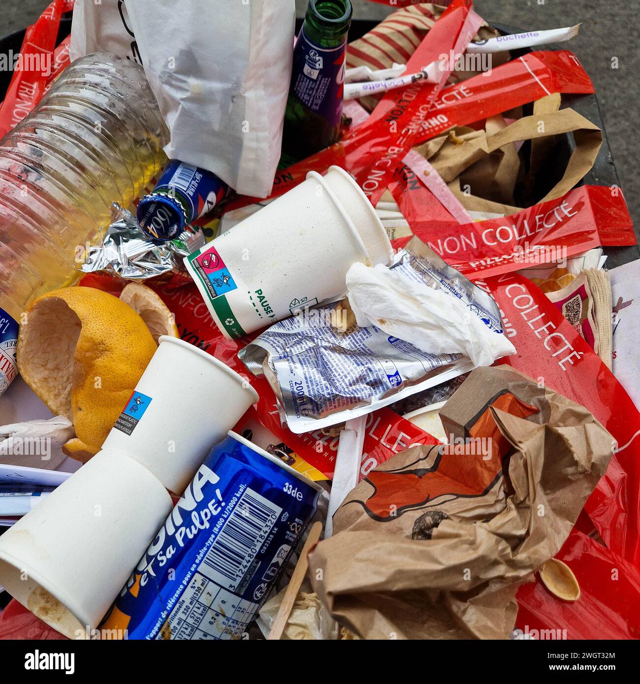 Poor sorting of garbage, top view, Bron, France Stock Photo - Alamy
