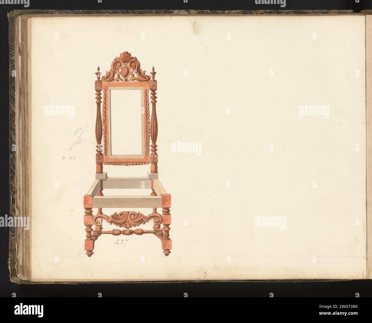 Design for a chair, anonymous, c. 1825 - c. 1839 drawing Design for a ...