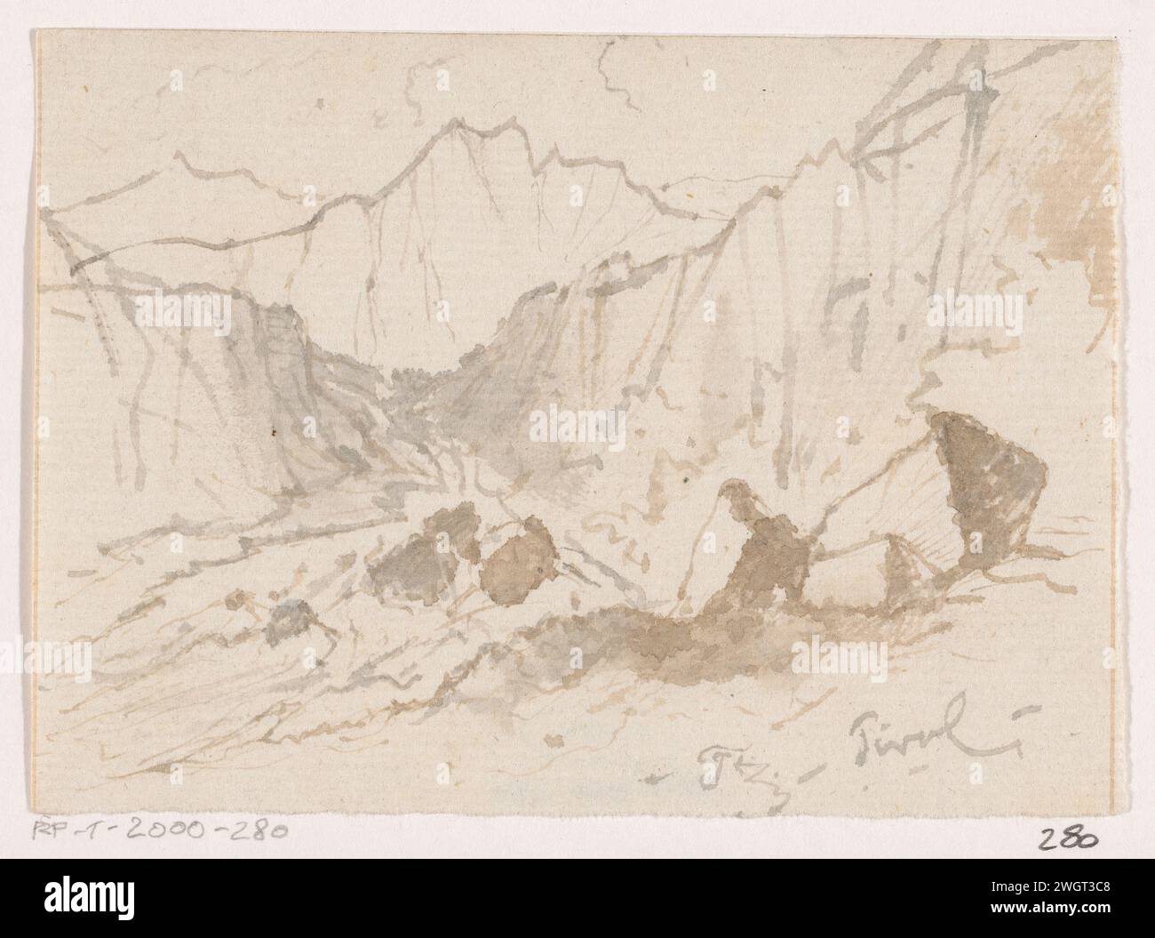 Berg landscape in Tyrol, Johannes Tavenraat, 1840 - 1880 drawing Tyrol ...