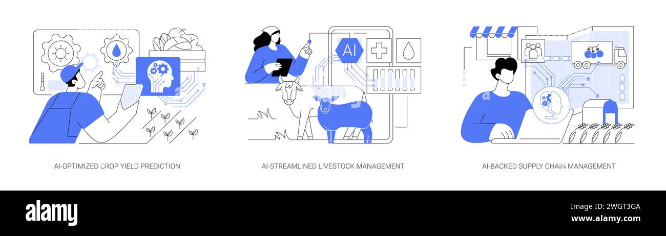 AI in modern farming abstract concept vector illustrations Stock Vector ...