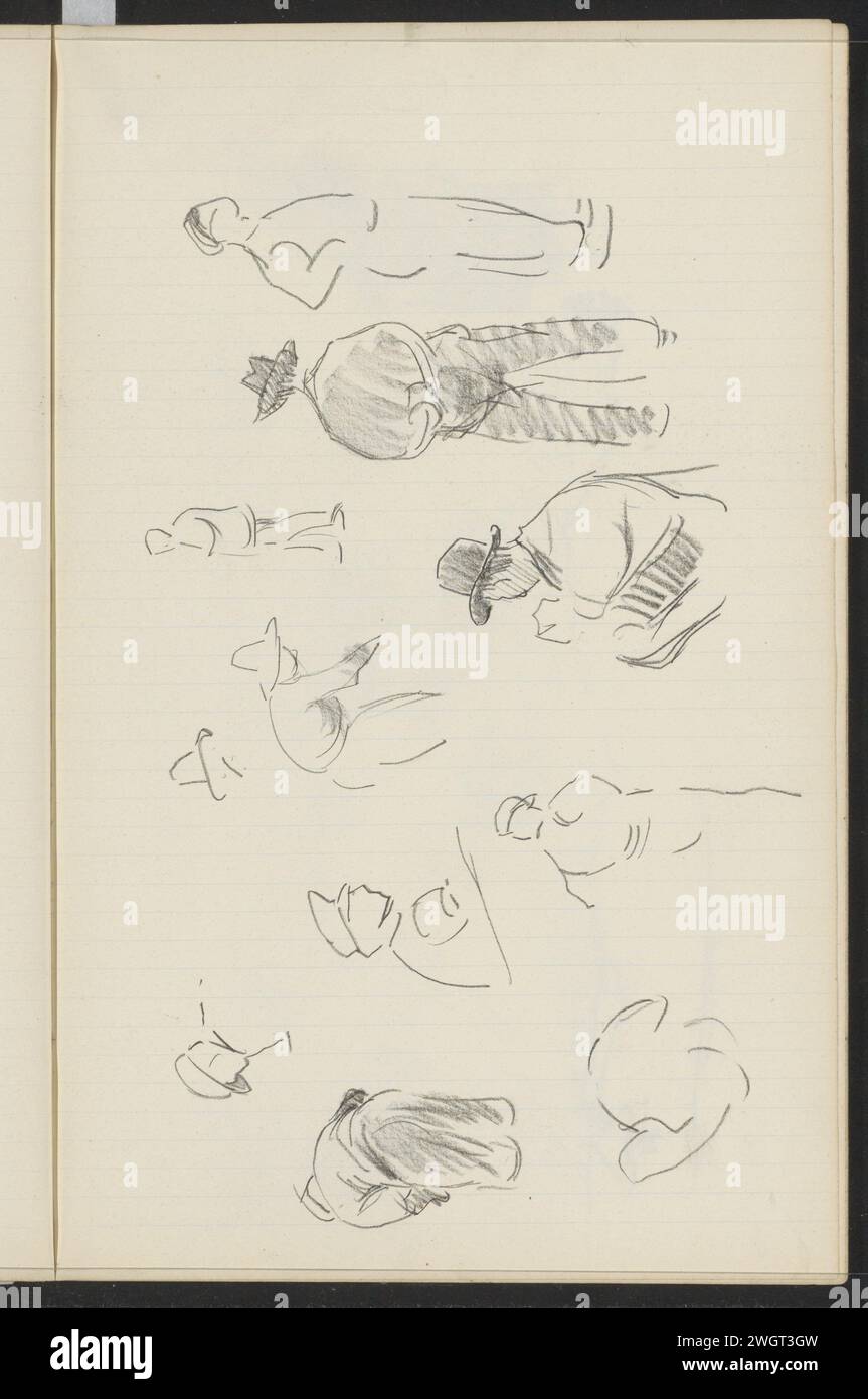 Men, in different positions, 1900 - 1931 The men wear hats and caps ...