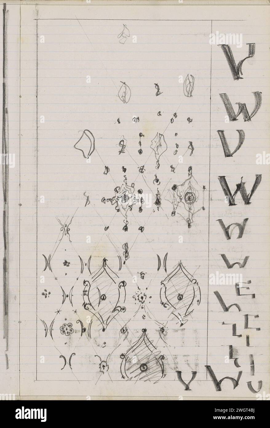 Pattern with flowers and windows, c. 1901 Also calligraphy. Leaf 50 ...