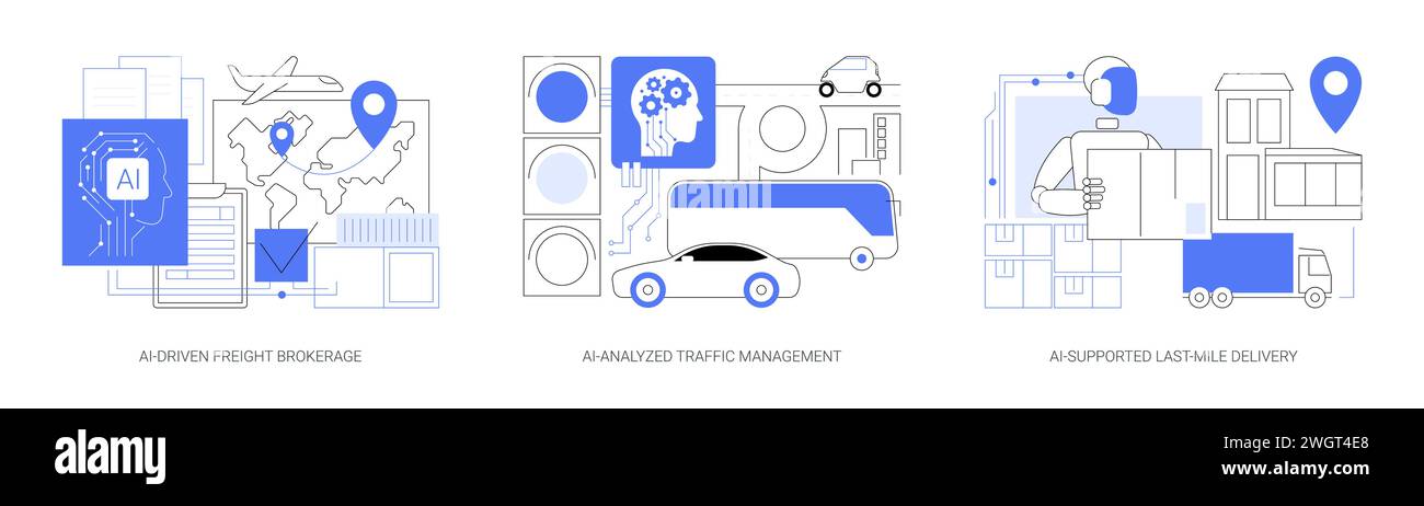 AI Technology in Logistics abstract concept vector illustrations Stock ...