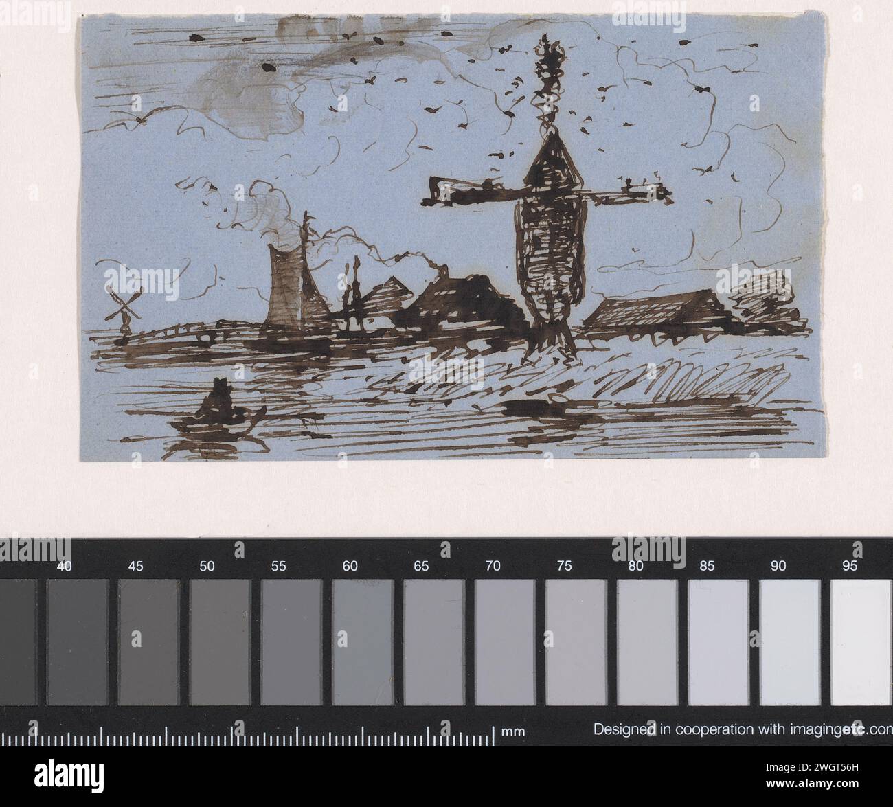 River landscape, Johannes Tavenraat, 1840 - 1880 drawing River ...