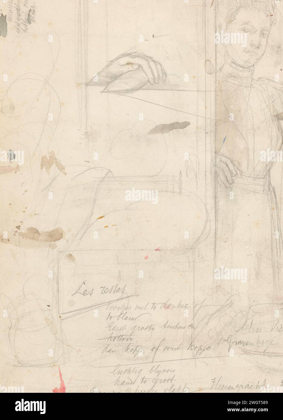 Sketches and notes, including a maid, August Allebé, 1848 - 1927 ...