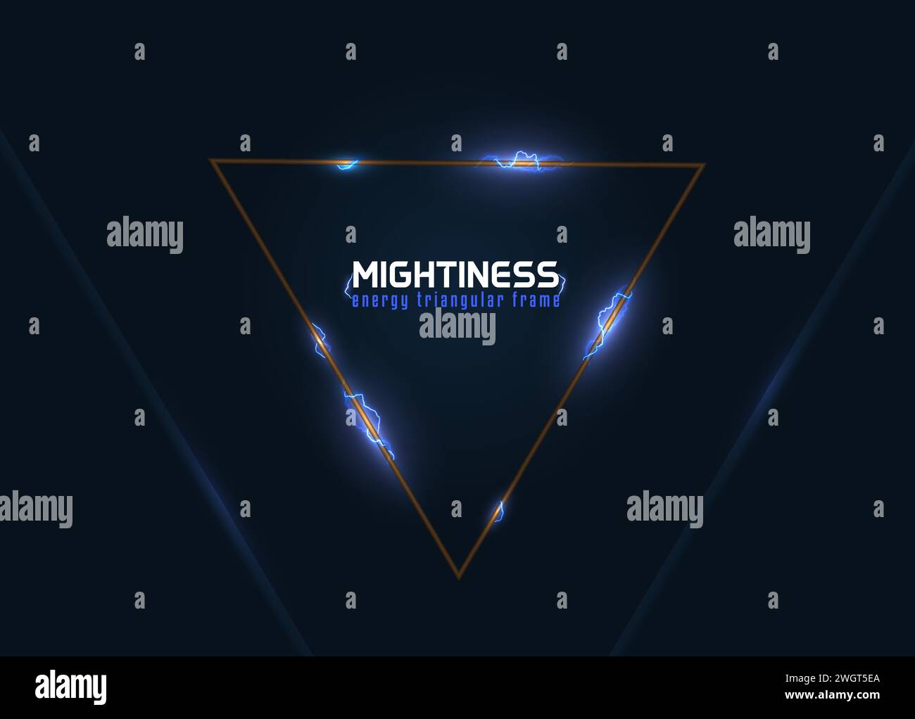 Abstract electric golden energy frame background. Gold shine triangular ...