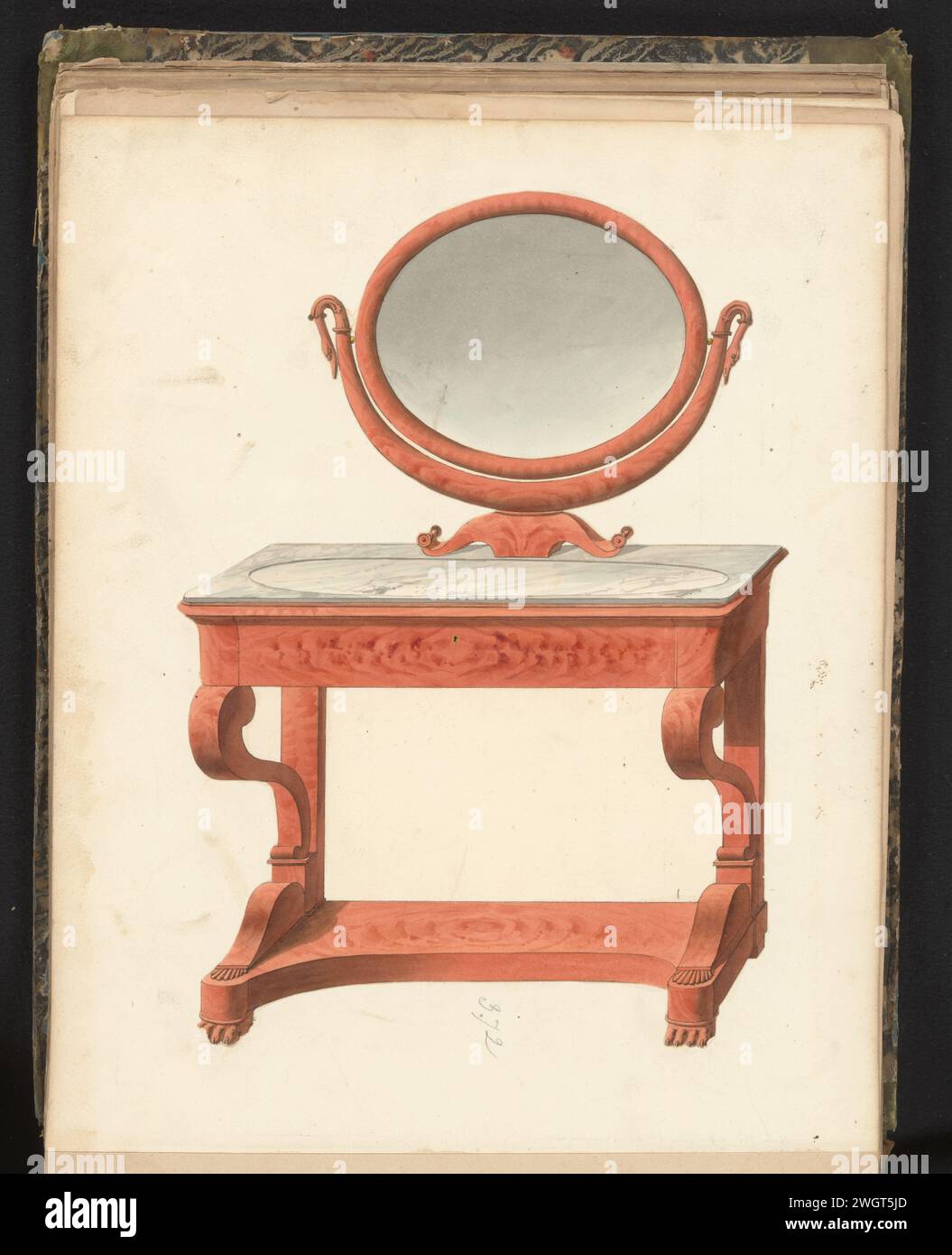 Design for toilet table with mirror, anonymous, c. 1825 - c. 1839 ...