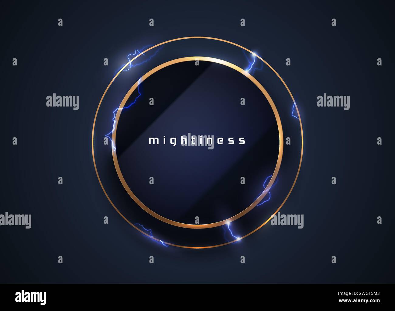 Abstract electric golden frame energy background. Gold shine round ...