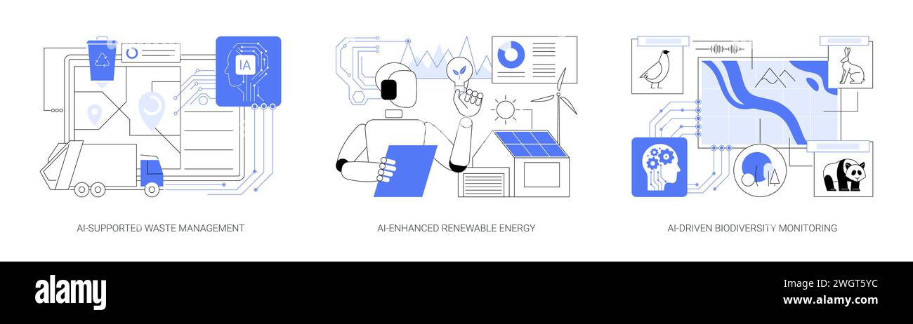 AI for Environmental Issues abstract concept vector illustrations Stock ...