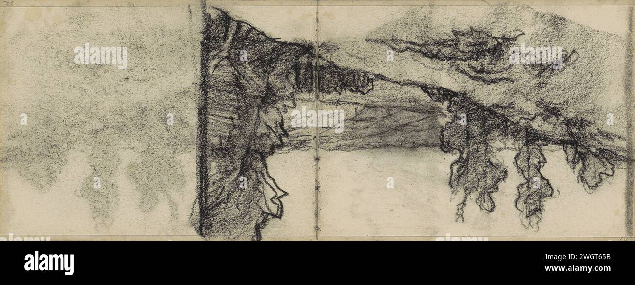 Hilly landscape with trees, 1893 Page 15 Verso 16 Recto from a ...