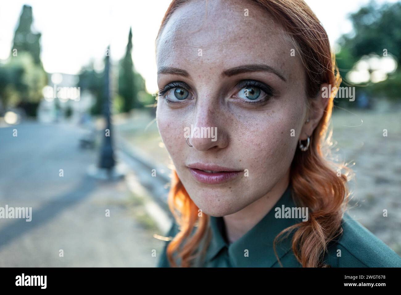 Young woman with red hair, Rome, Italy Stock Photo - Alamy