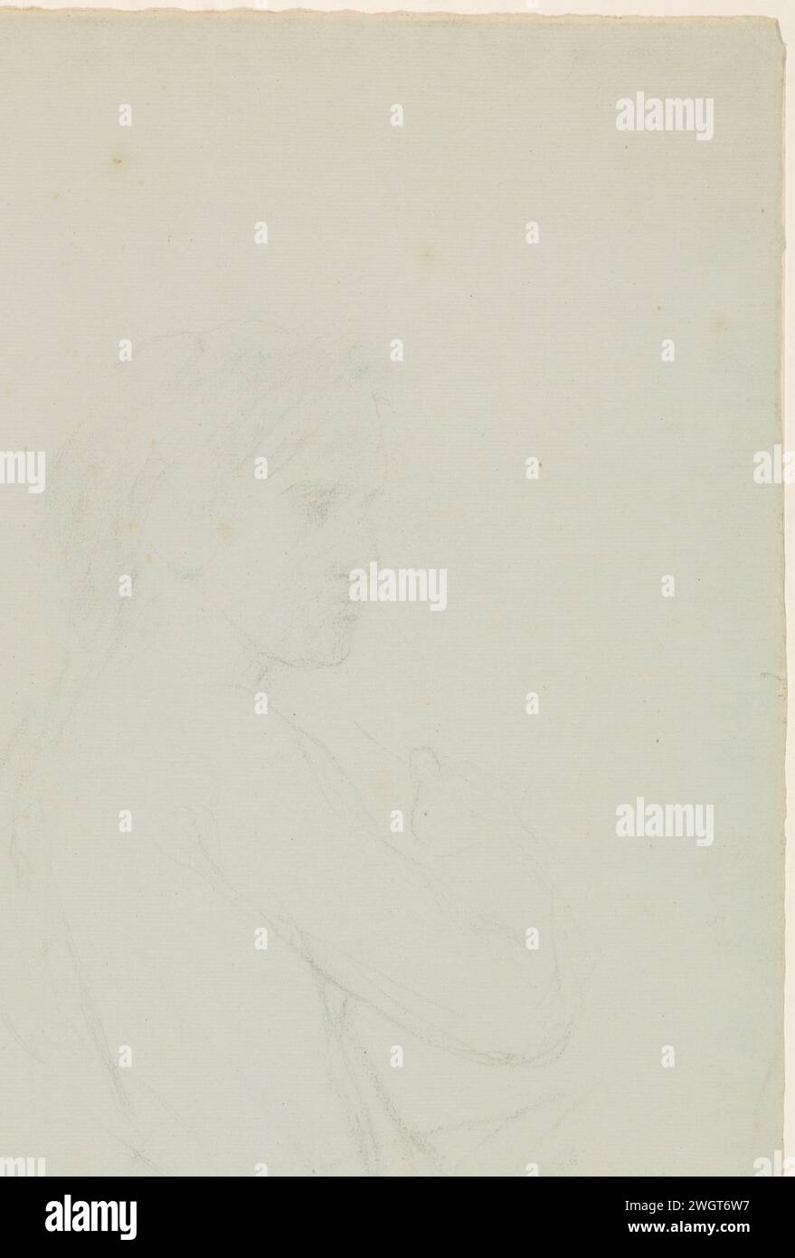 Sketch of a girl, half -leak, Francesco Jerace (Possible), 1887 drawing ...