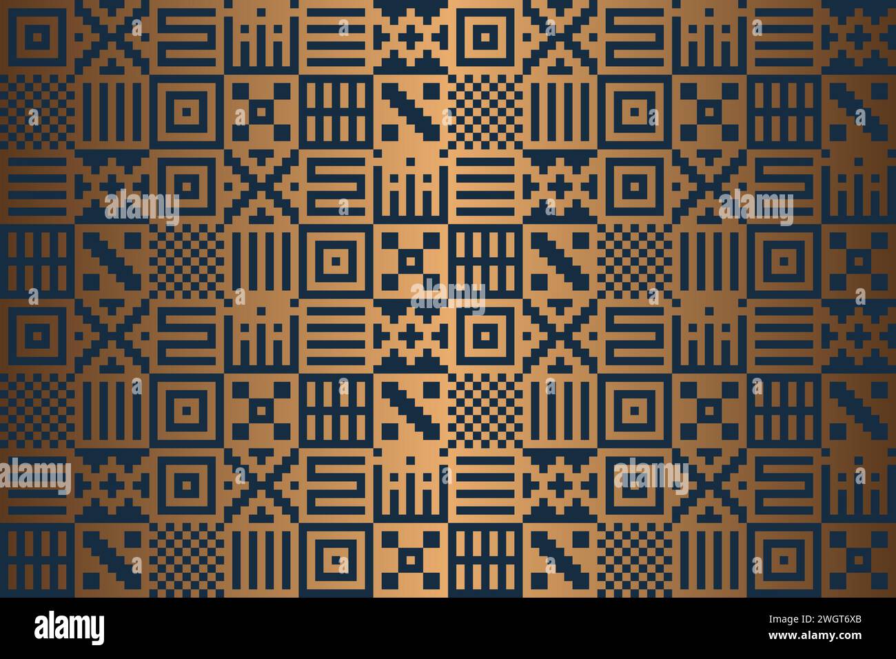 Seamless vector ethnic geometric golden pixel pattern. Abstract mexican ...