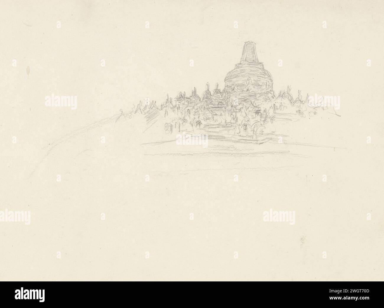 Upper floor of the Borobúdur, Jan Veth, 1921 - 1922 drawing paper ...