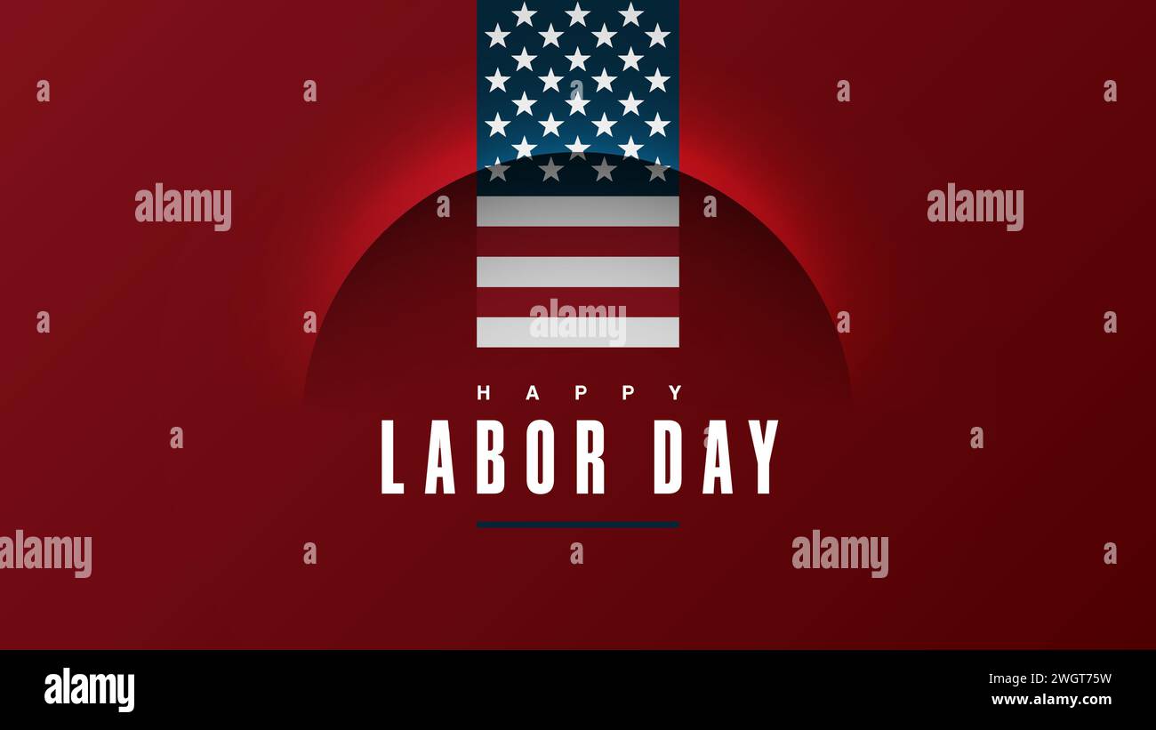 Labor Day USA red background. American national holiday with a US flag ...