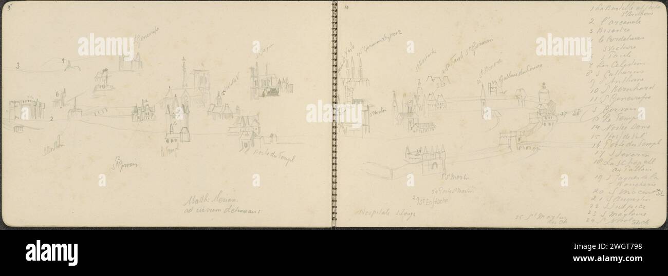 Map with churches and sights in Paris, c. 1934 - c. 1943 Leaf 9 Verso ...
