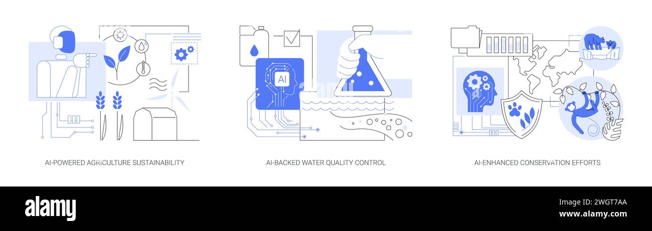 AI for Environmental protection abstract concept vector illustrations ...