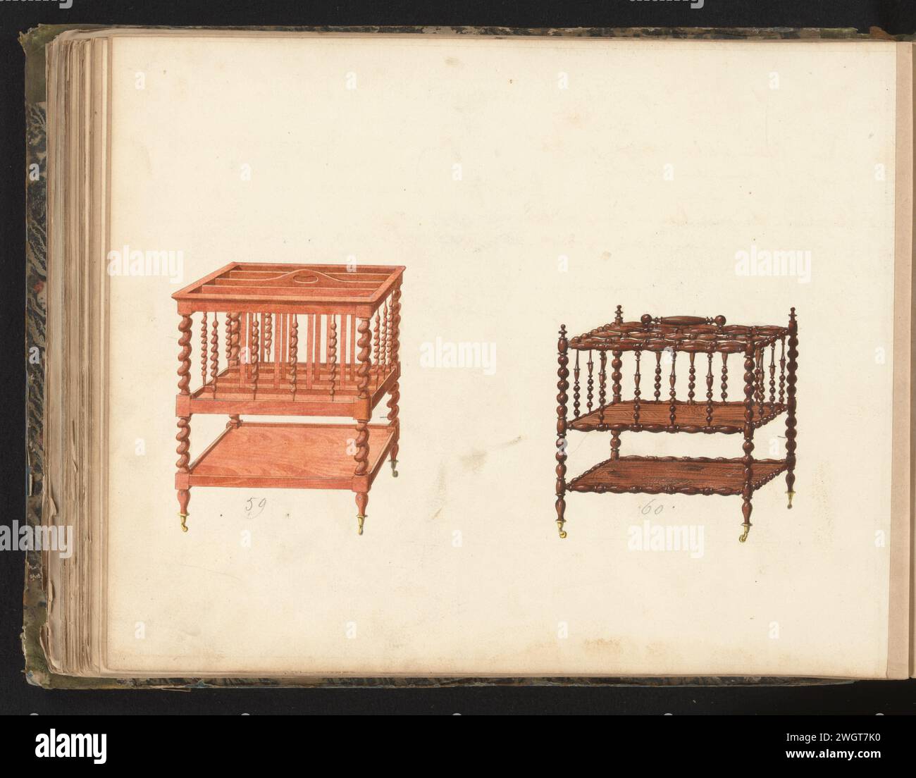 Two designs for music racks, Anonymous, c. 1825 - c. 1839 drawing Two ...