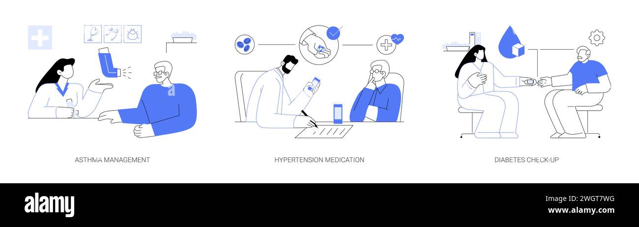 Chronic illness management abstract concept vector illustrations Stock ...