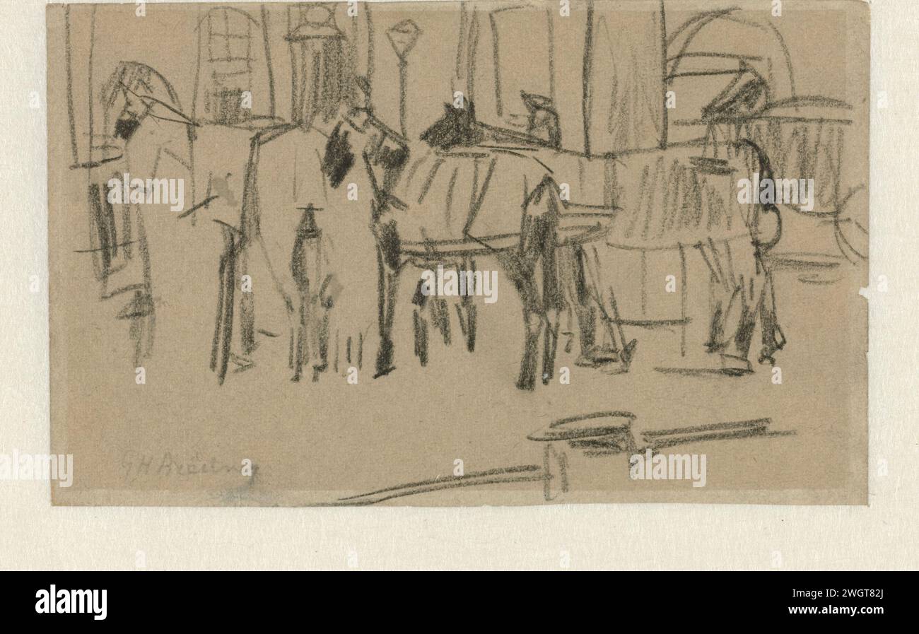 Waiting Horses, George Hendrik Breitner, 1867 - 1923 drawing paper ...
