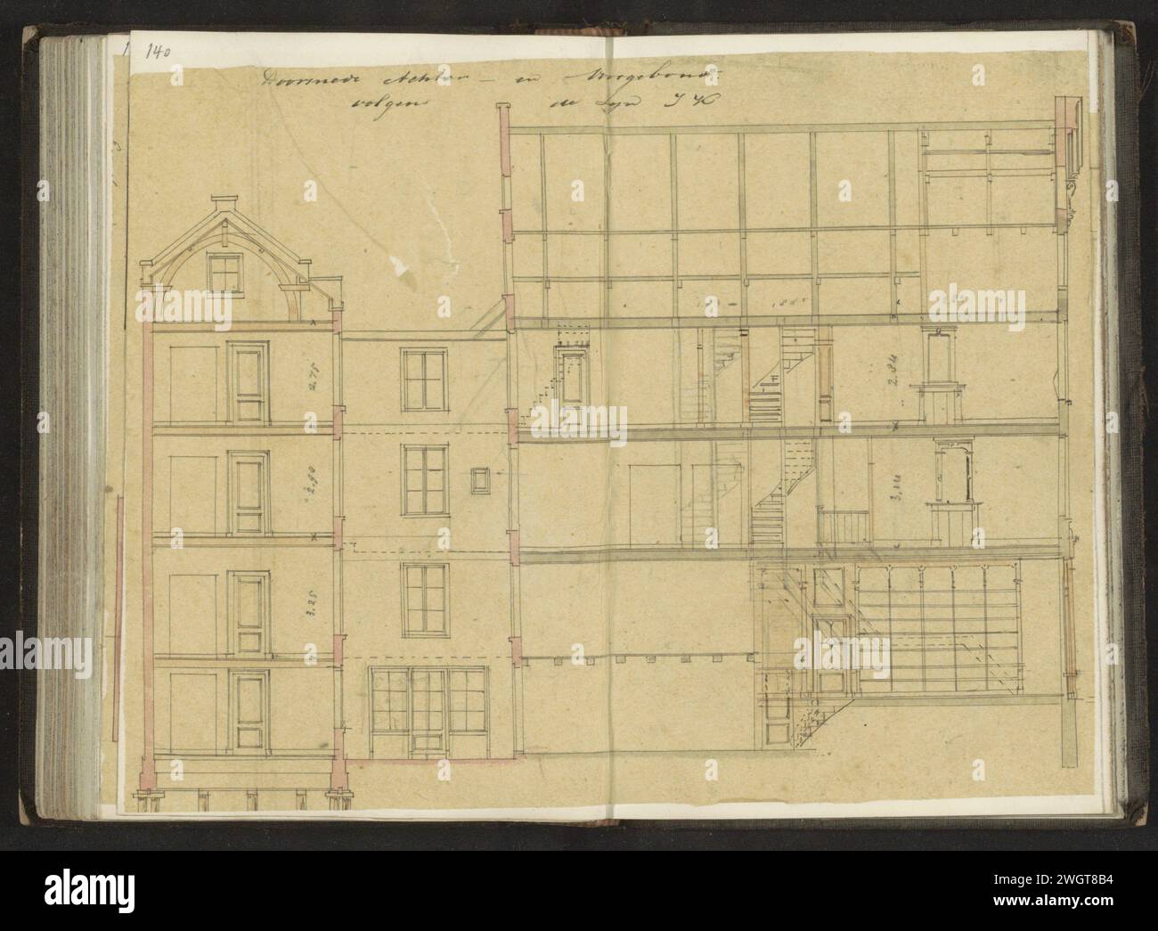 Cross-section of a rear and front building, c. 1864 Pages 140 and 141 ...