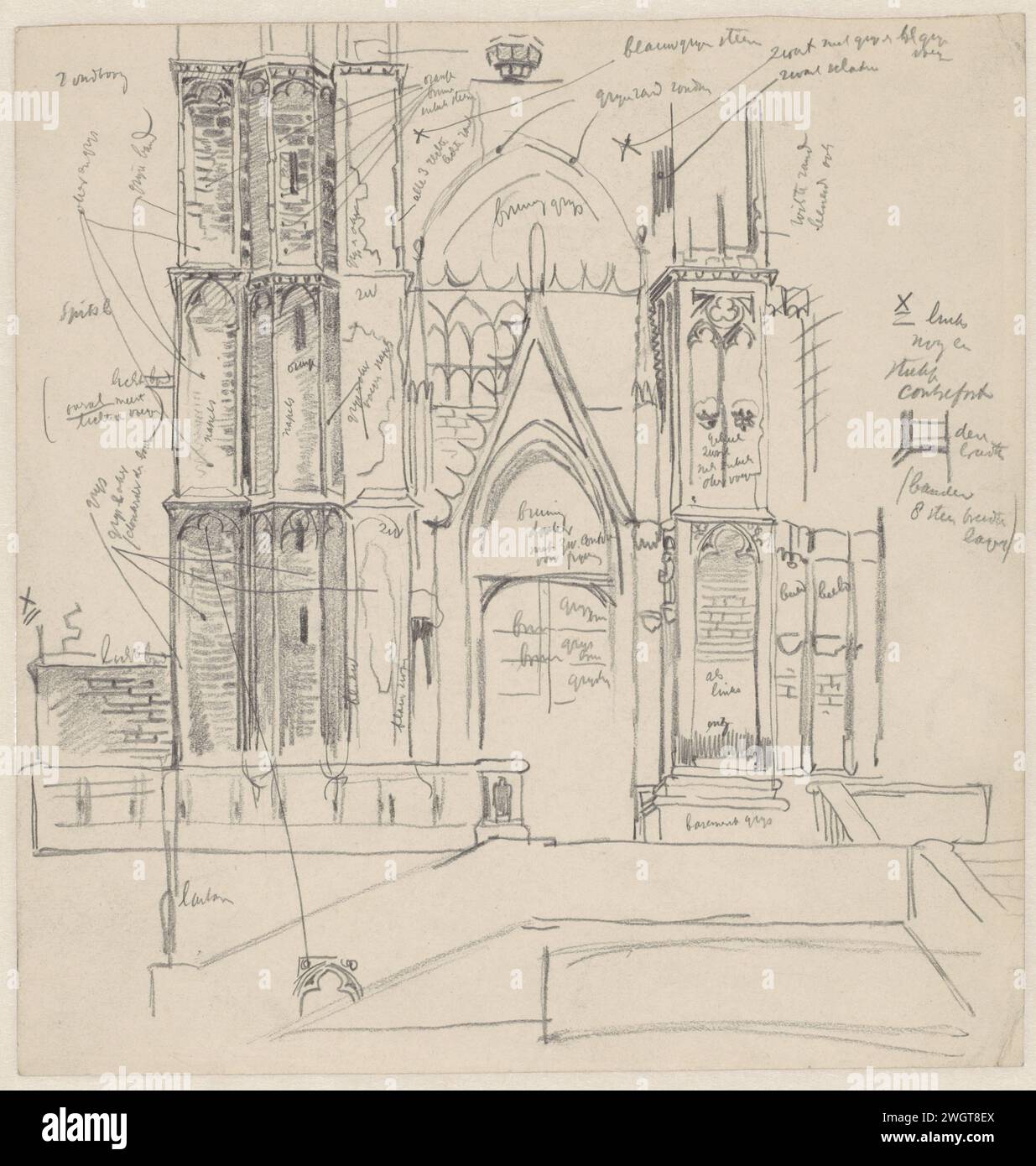 Front for Kerk, Gothisch, 1880 - 1911 drawing Netherlands paper. pencil ...