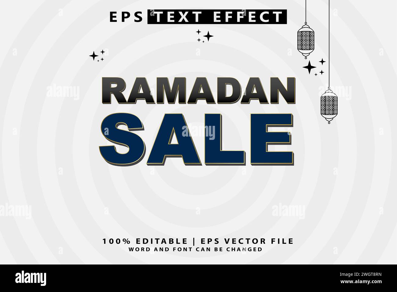 Ramadan Sale 3D Traditional Cartoon template style premium vector with editable text effect ...