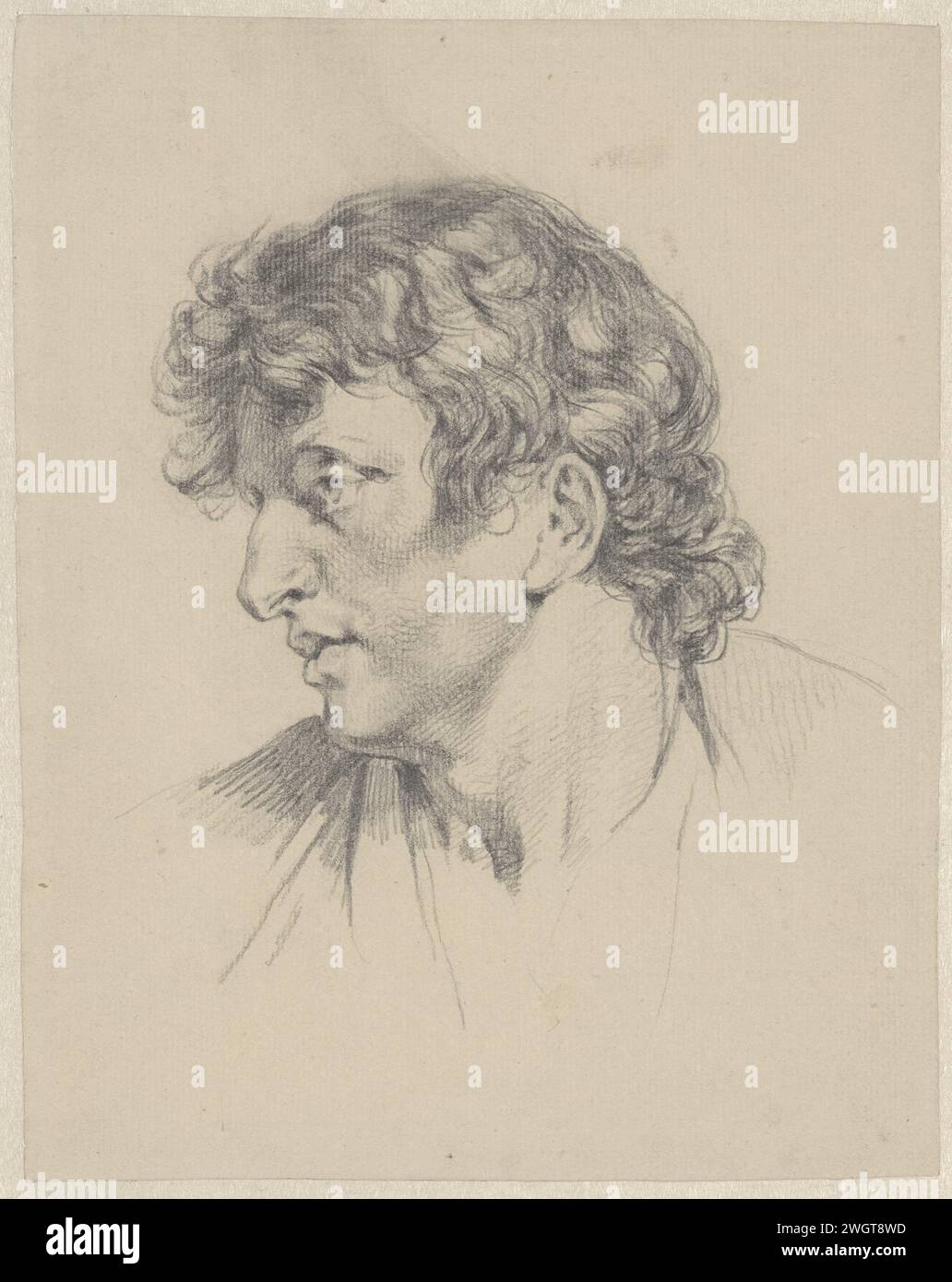 Man's head, to the left, Jean Augustin Daiwaille, After Jean -Baptiste ...