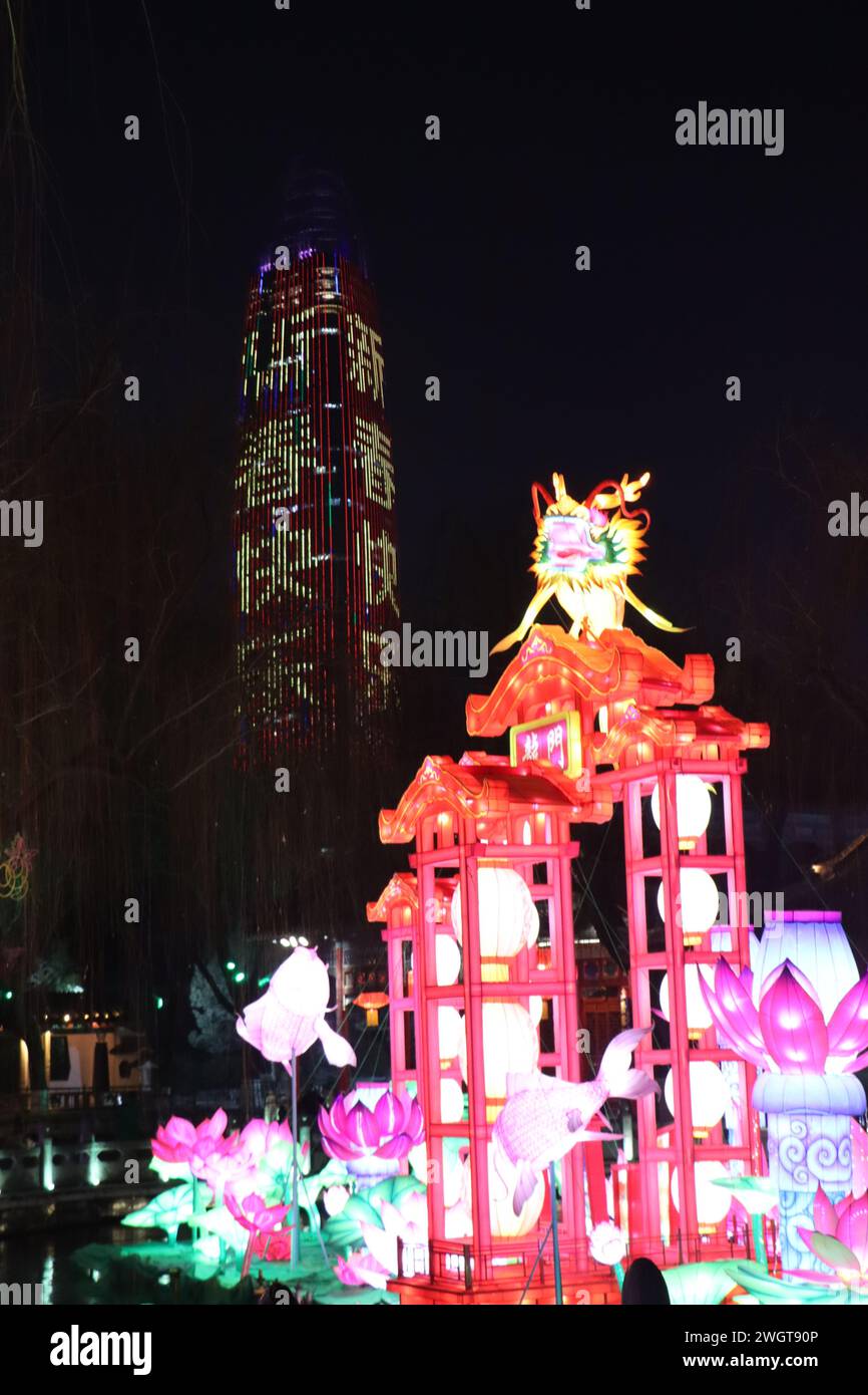 Tourists are visiting the 43rd Baotu Spring Lantern Fair in Jinan ...