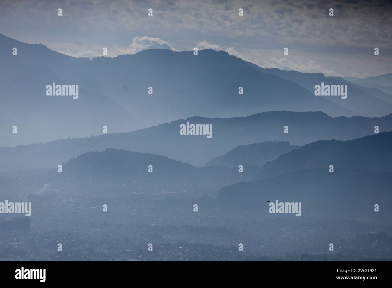 Daily life In Kathmandu Clouds cover the hills surrounding Kathmandu Valley as seen from the ...