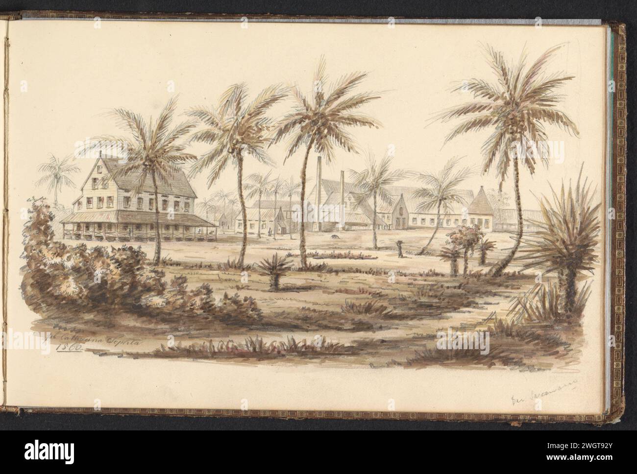 View of the sugar plantation Catharina Sophia, Jacob Marius Adriaan ...