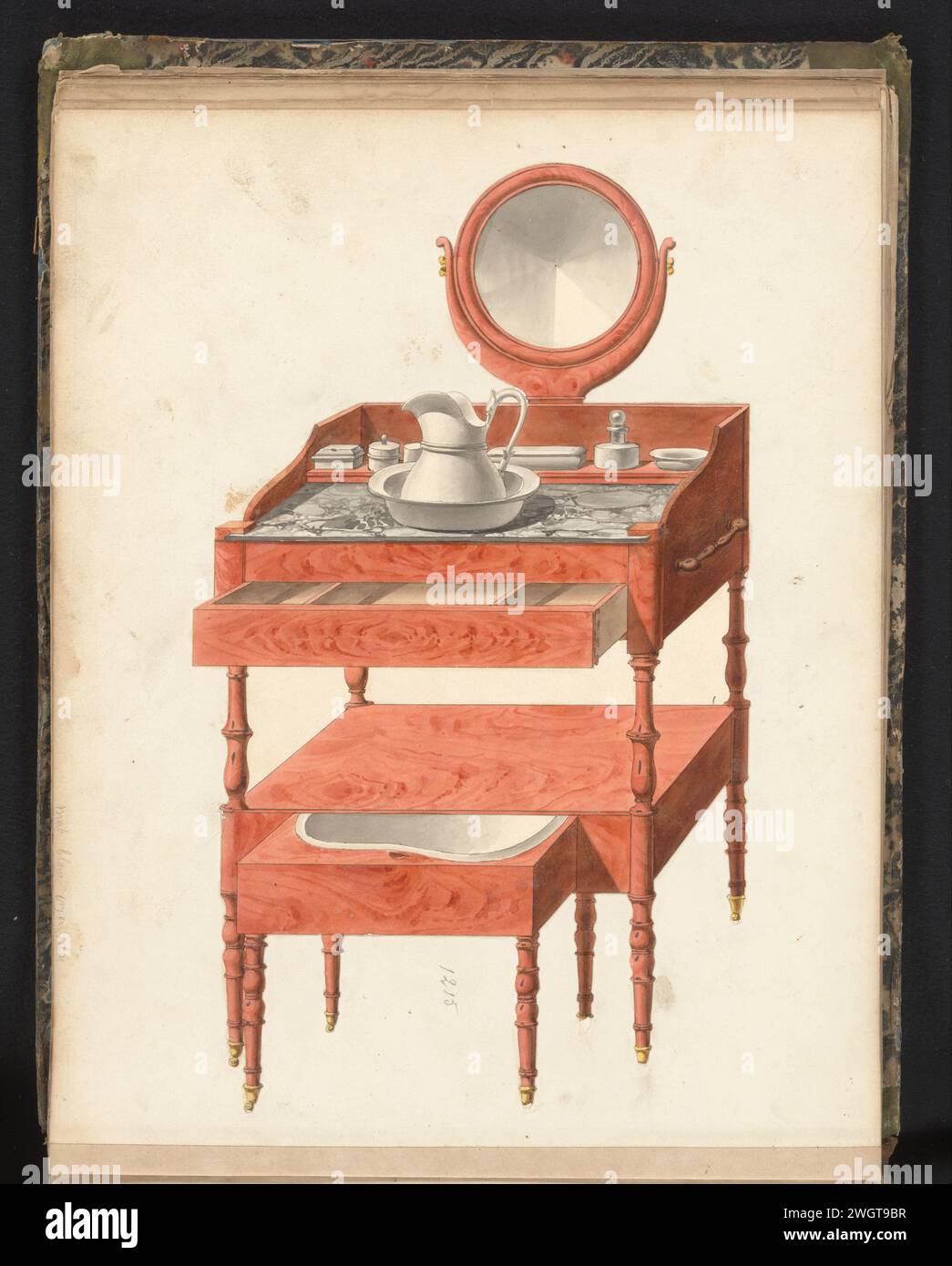 Design for a toilet table with built -in bidet, anonymous, c. 1825 - c ...