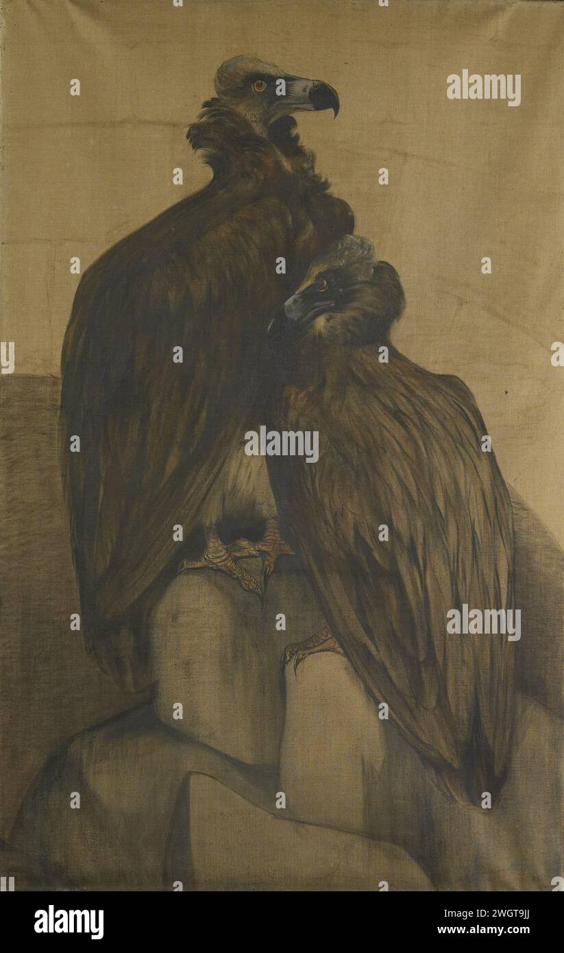 Two Arabian Vultures, Theo van Hoytema, 1885 - 1917 painting Two monk ...