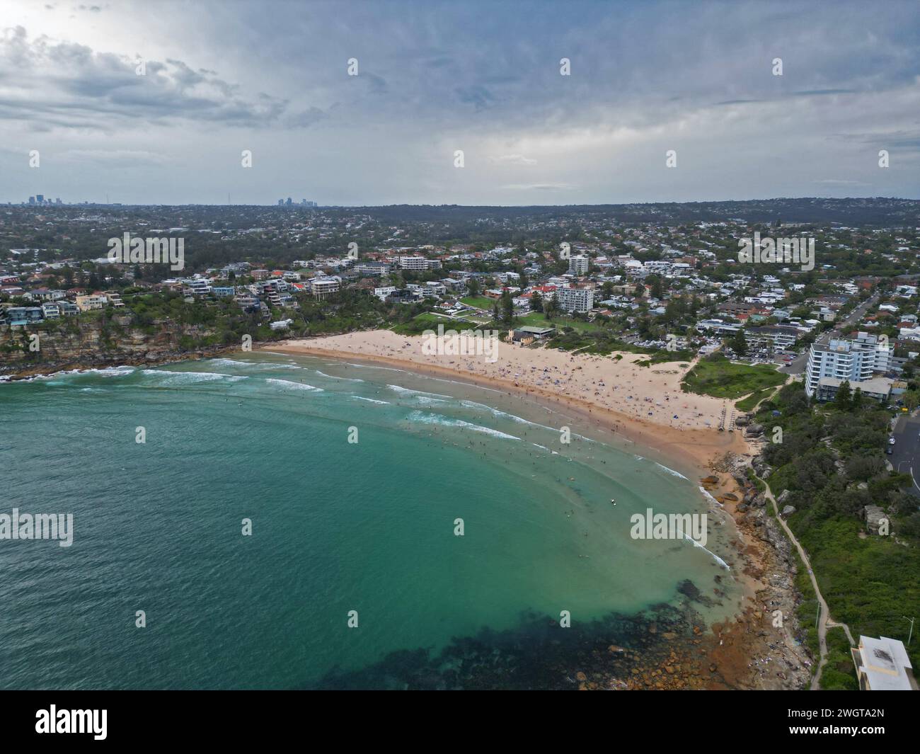 An aerial view of Freshwater Beach. New South Wales, Australia Stock ...
