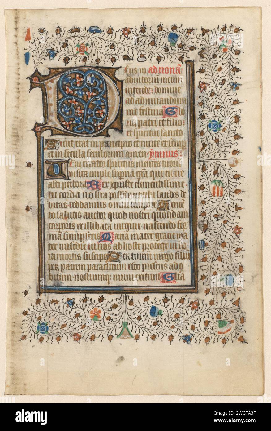 Leaf from a Brevier or Missaal, Anonymous, c. 1300 - c. 1399 drawing ...