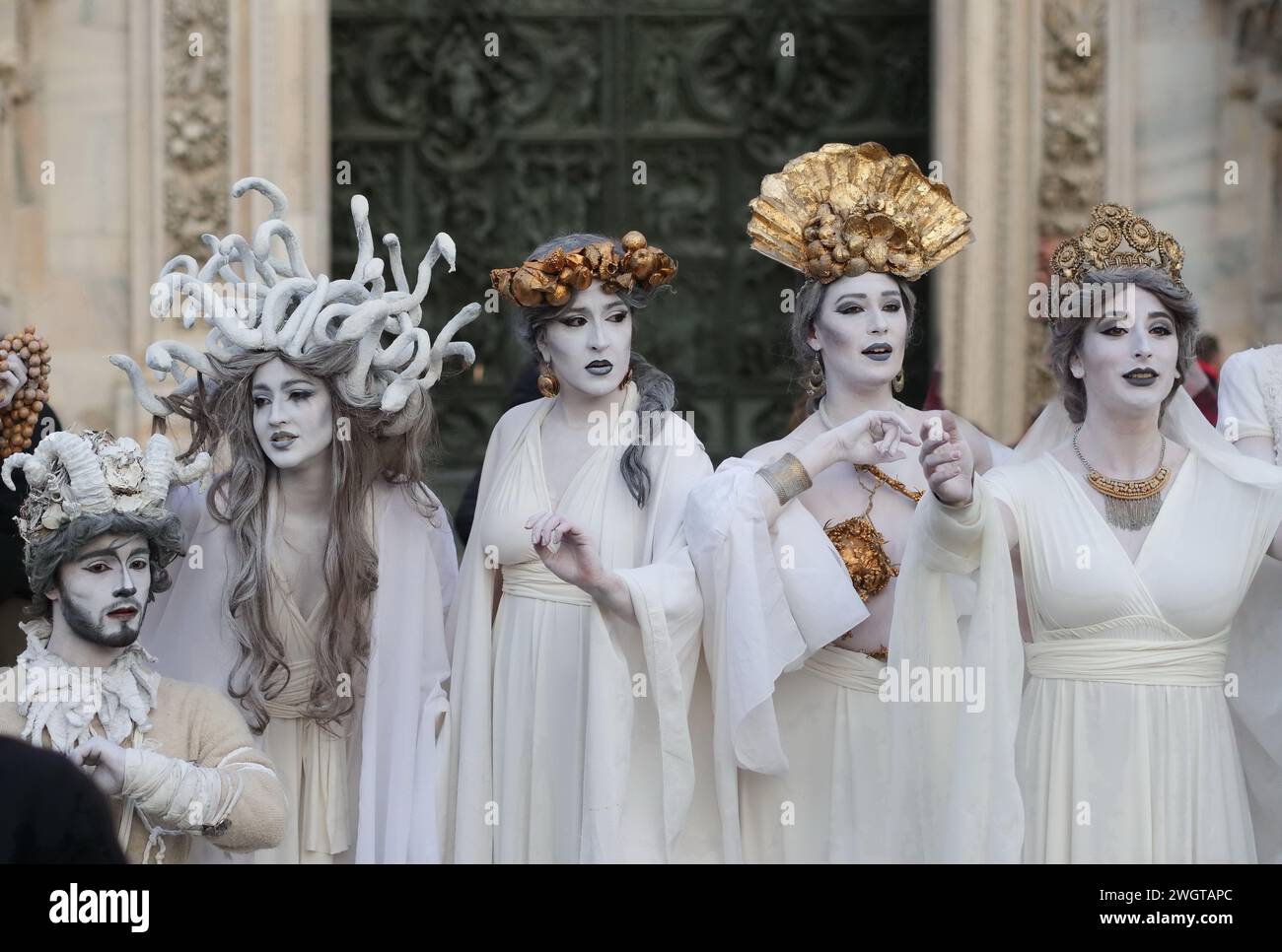 Milan, . 06th Feb, 2024. Promotional show in Piazza Duomo Milan to ...