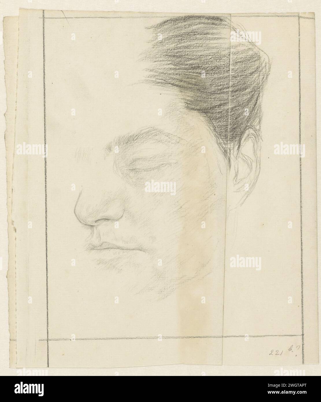 Head study, with closed eyes, Jan Veth, 1874 - 1925 drawing paper ...