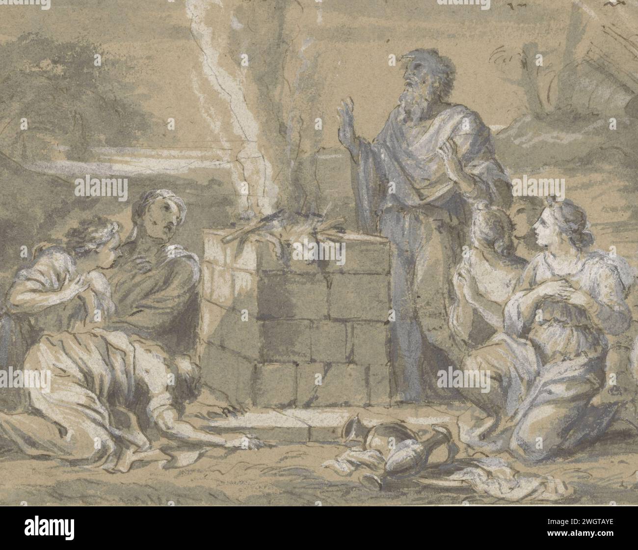 The sacrifice of Noah, Anonymous, 1700 - 1799 drawing France paper ...