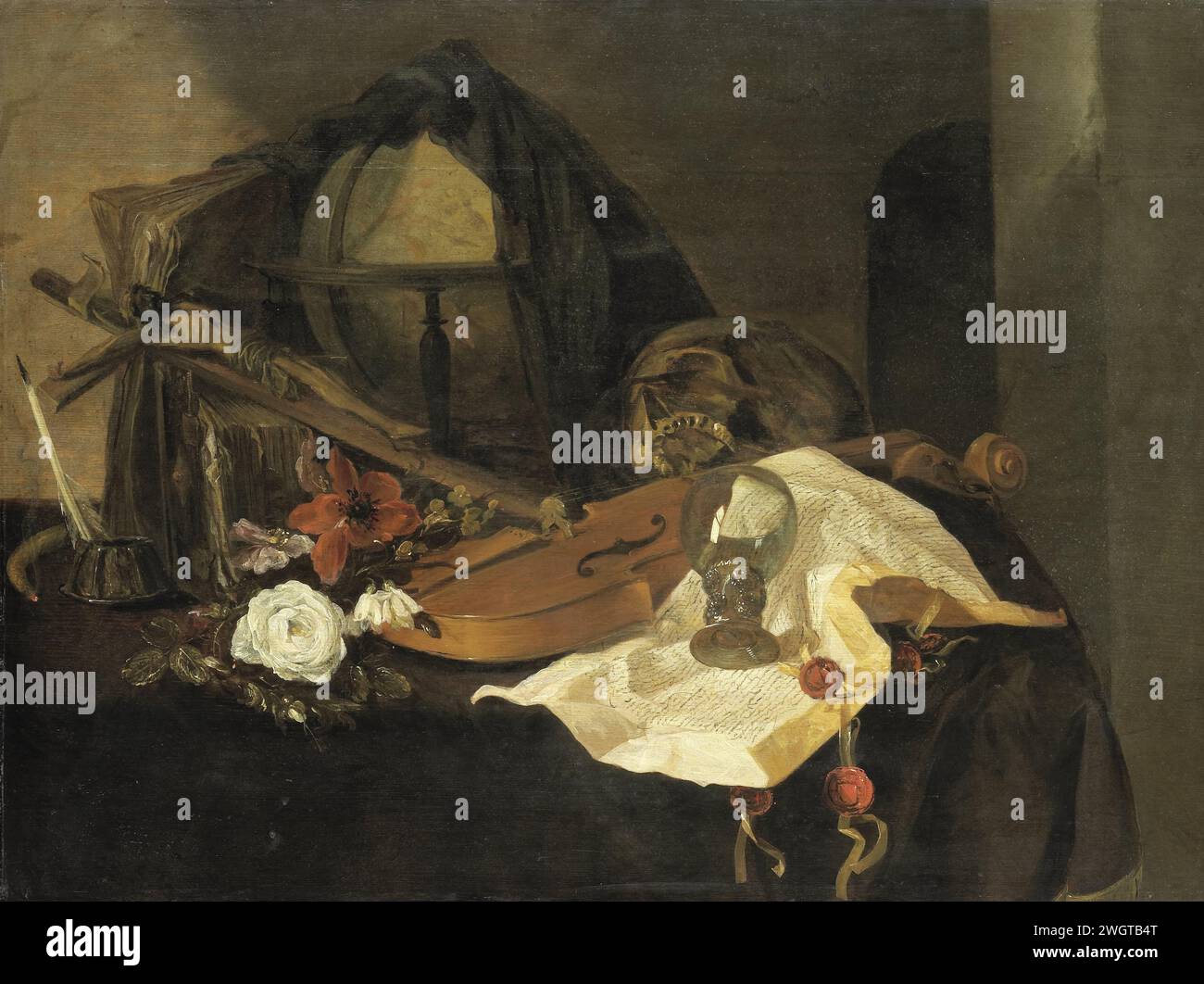 Vanitas still life skull books hi-res stock photography and images - Alamy