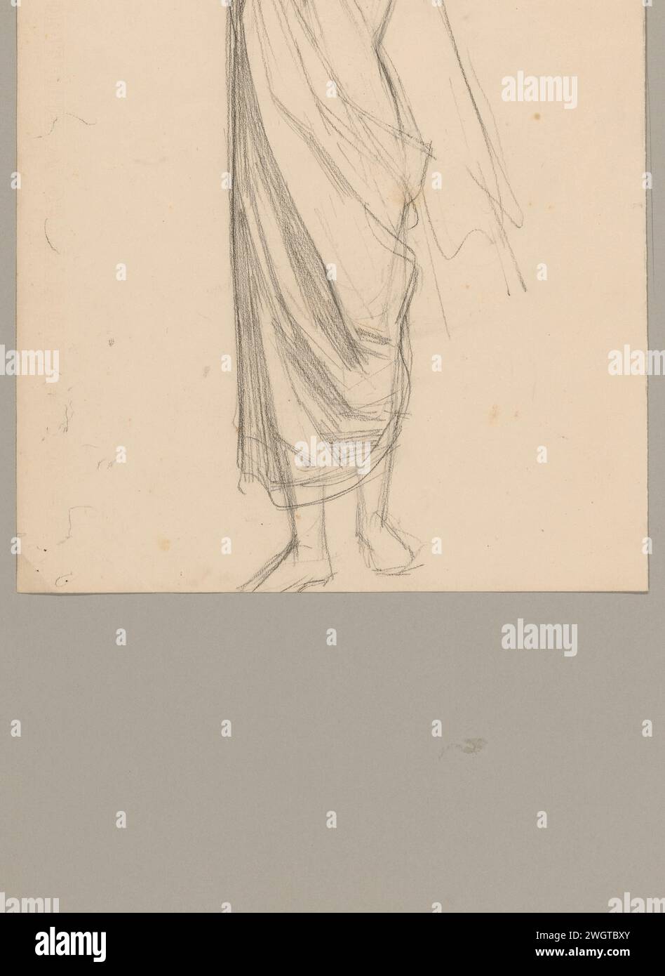 Study of a standing woman, with turned canvas, August Allebé, 1848 ...