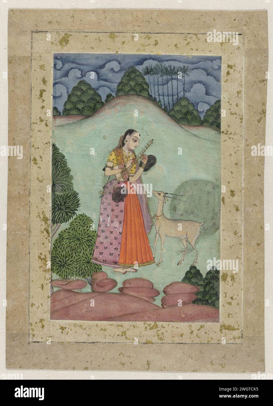 Todi Ragini, Anonymous, 1700 - 1800 Indian miniature. drawing A thin ...
