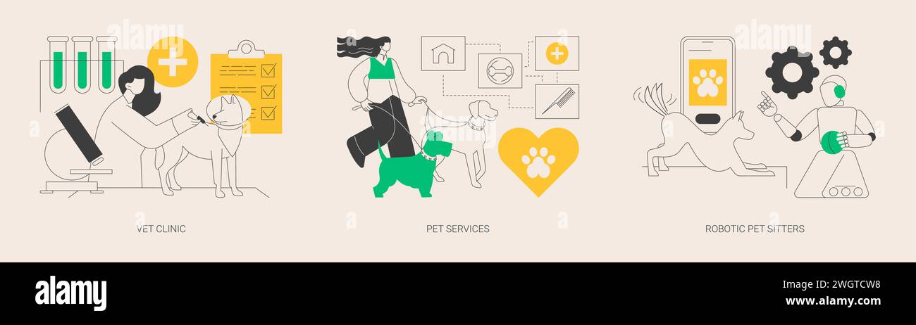 Animal services abstract concept vector illustrations Stock Vector ...