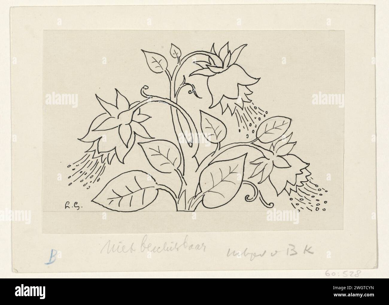 Flower bush, Leo Gestel, 1924 - 1941 drawing paper. ink. pencil. deck ...
