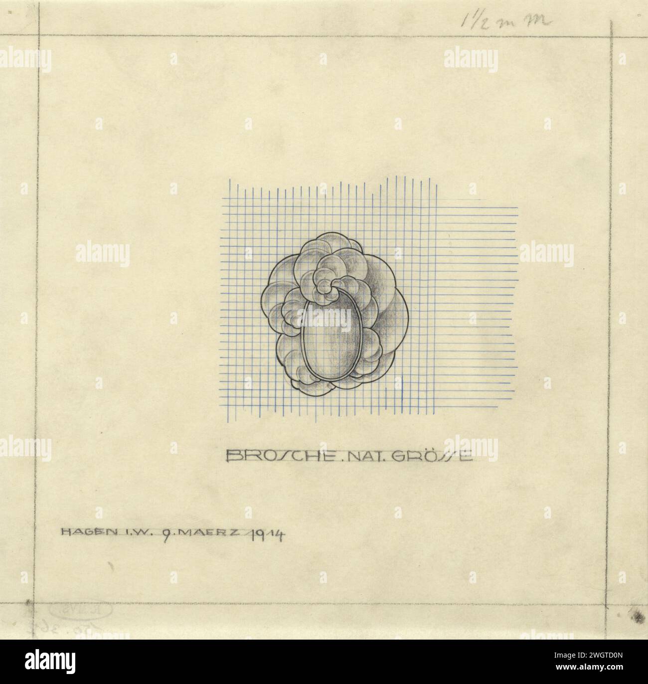 Design for a brooch, Mathieu Lauweriks, 1914 drawing Design for a piece ...
