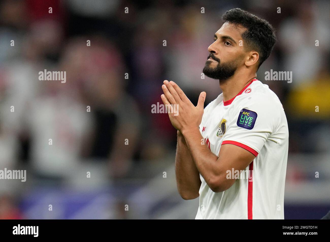 Jordan's Mousa Altamari reacts after missing a chance to score during ...