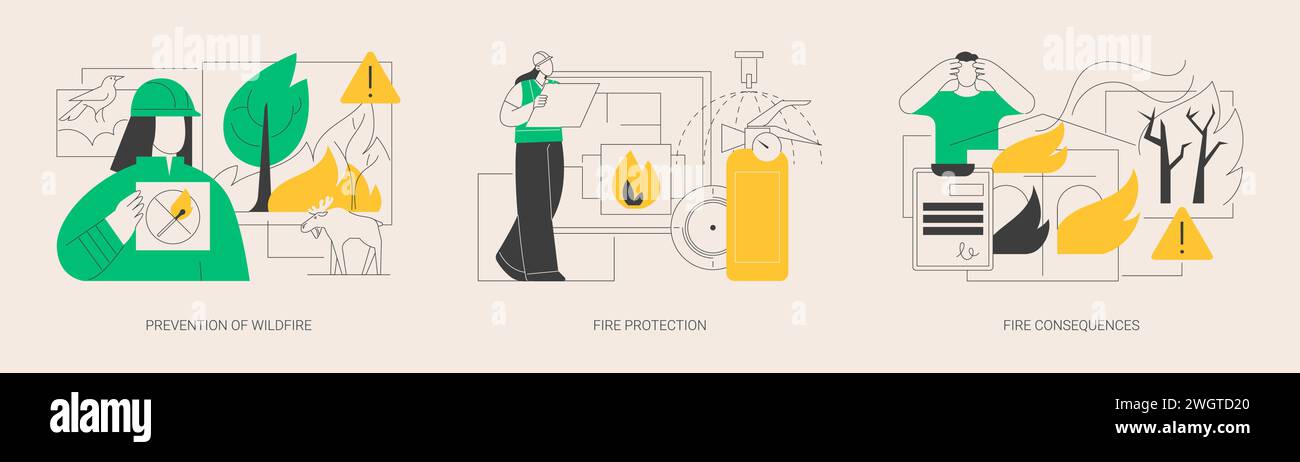 Firefighting service abstract concept vector illustrations Stock Vector ...