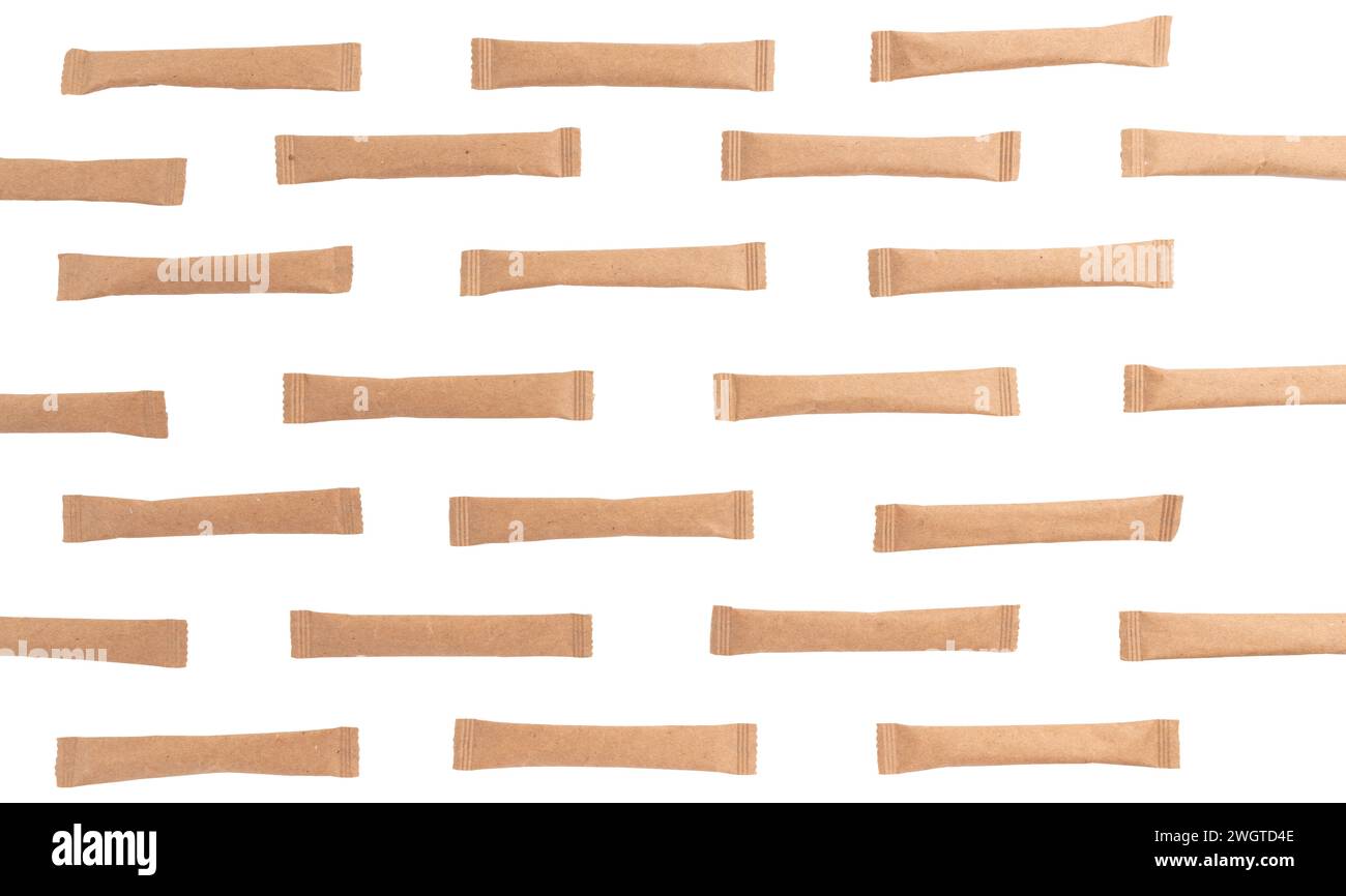 pattern of sugar sticks, sugar in paper kraft packaging, mock up for ...