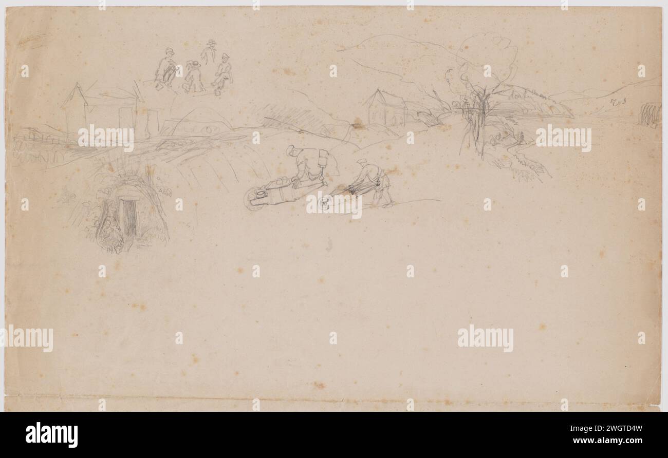 View of a mine in Europe, Adrianus Johannes Bik, c. 1846 - c. 1872 drawing View of a mine in ...